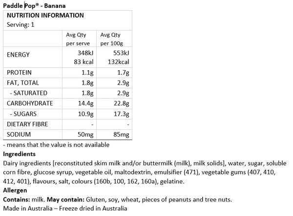 Freeze Dried Banana Paddle Pop Ice-cream – Wholesale Freeze Dried Foods